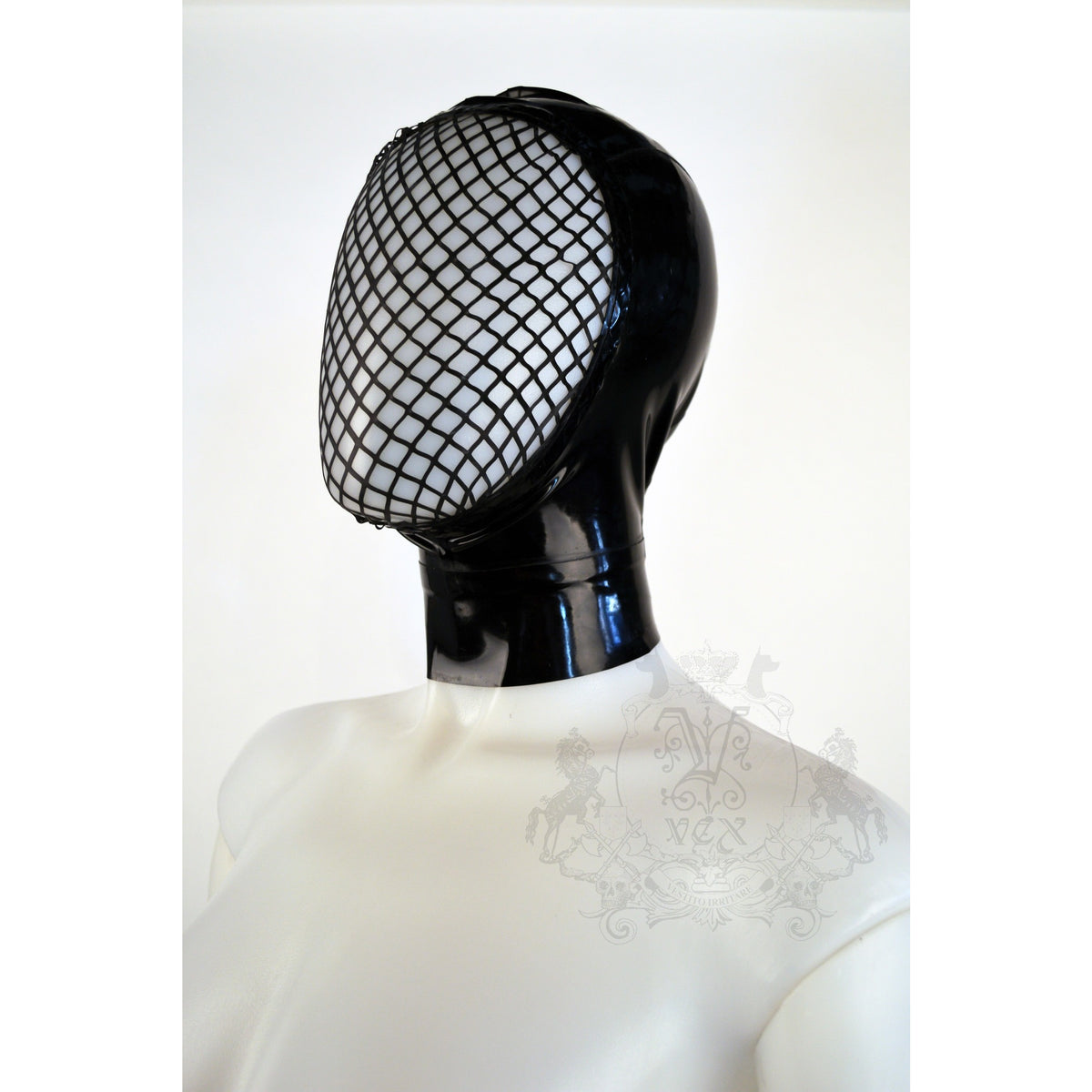 Vex Clothing Fishnet Mask | Handmade Latex Hood with Fishnet Face Mask ...