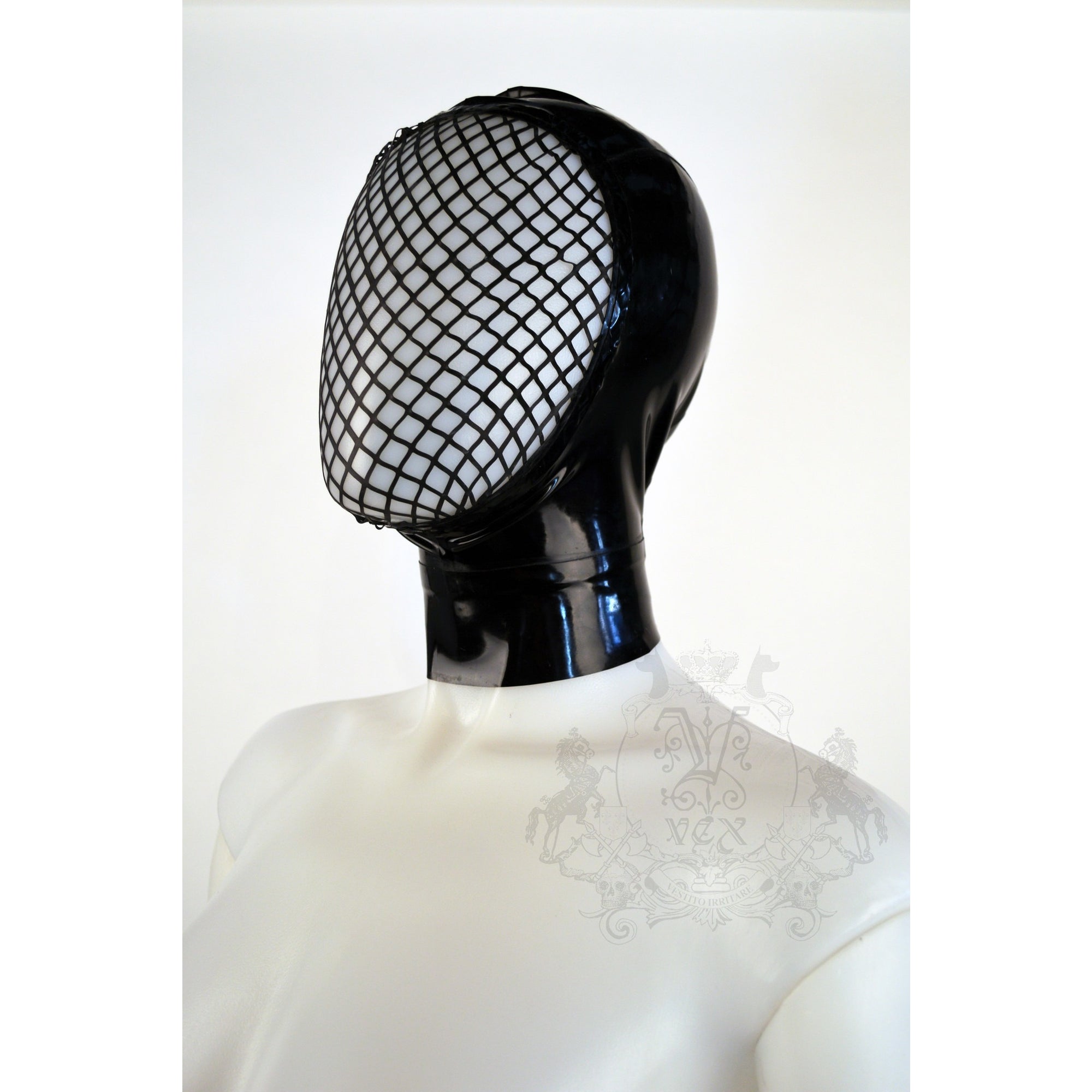Vex Clothing Fishnet Mask | Handmade Latex Hood with Fishnet Face Mask ...